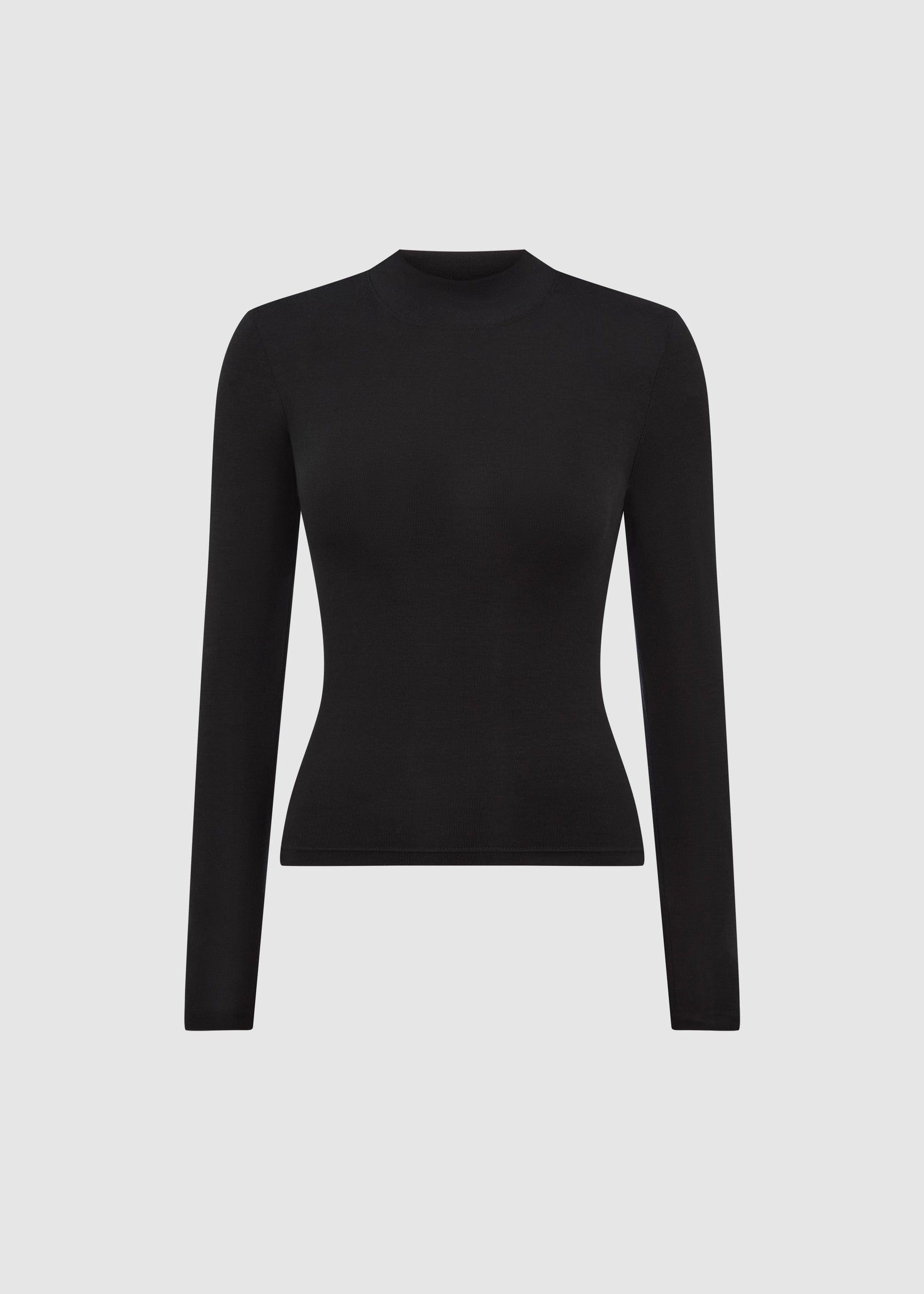 HIGH NECK SMOOTH SCULPT LONG SLEEVE TOP - BLACK – WAT THE BRAND