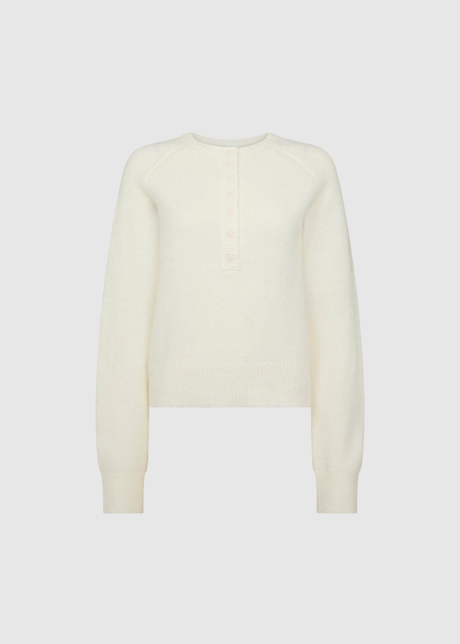 BRUSHED HENLEY KNIT - CREAM – WAT THE BRAND