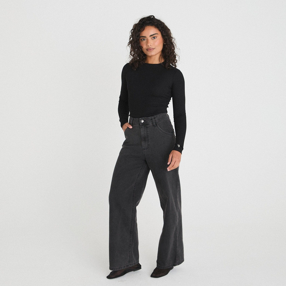 THE ADIE JEAN - WASHED BLACK DENIM – WAT THE BRAND